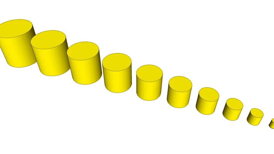 Montessori Sensorial Materials - Solid Knobless Cylinders - Yellow 3d model