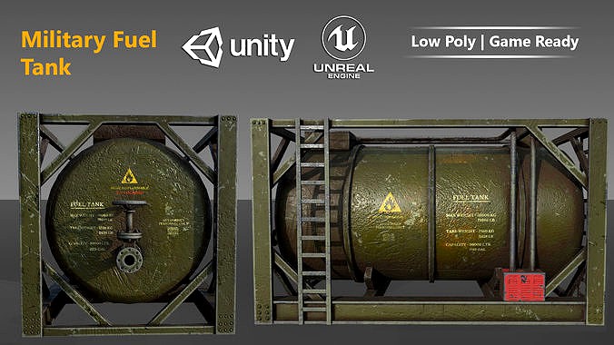 Military Fuel Tank - Low Poly - Game Ready 3d model