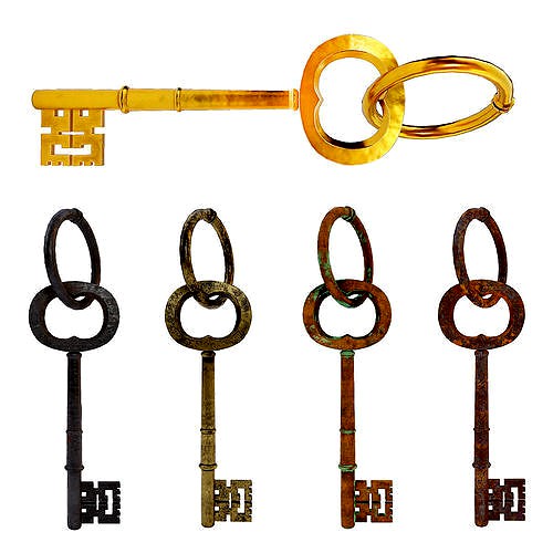 Antique old key 3d model