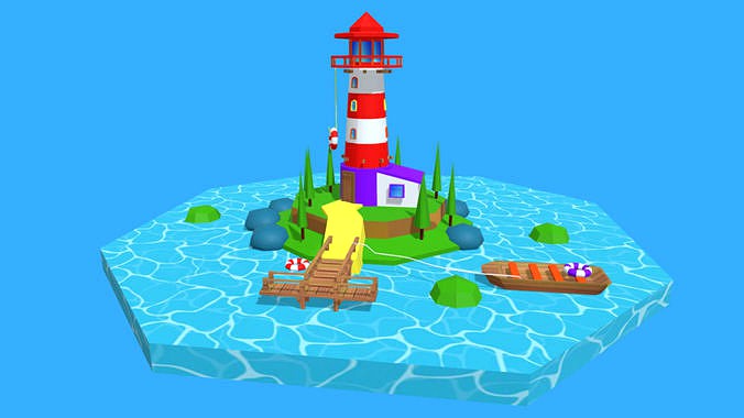summar topical island cartoon 3d model