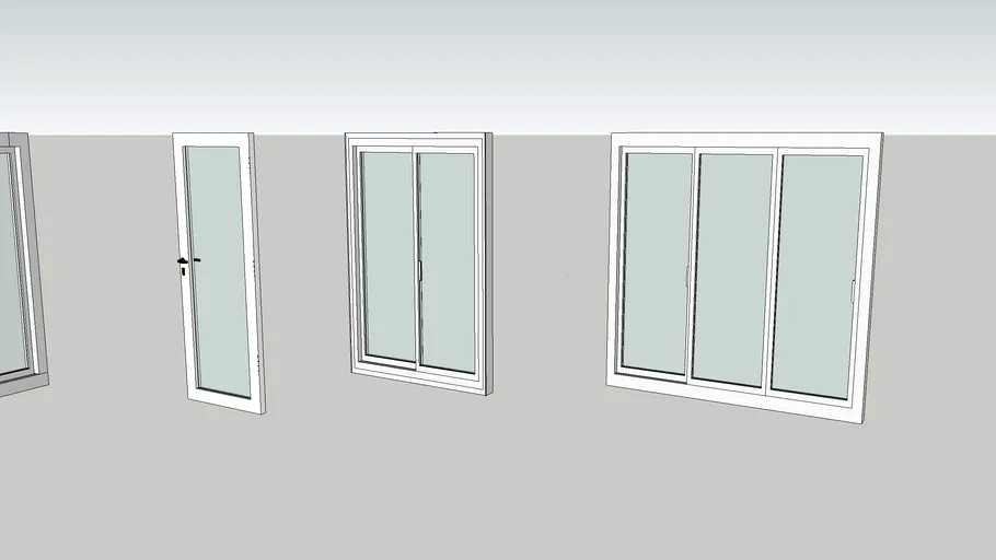 Glass Door & Windows 3d model