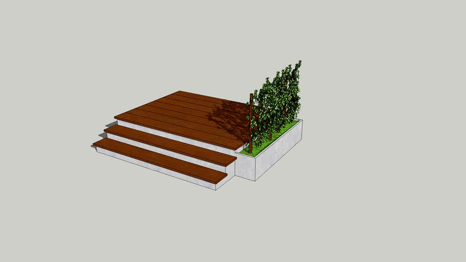 Platform met trap en planten 3d model