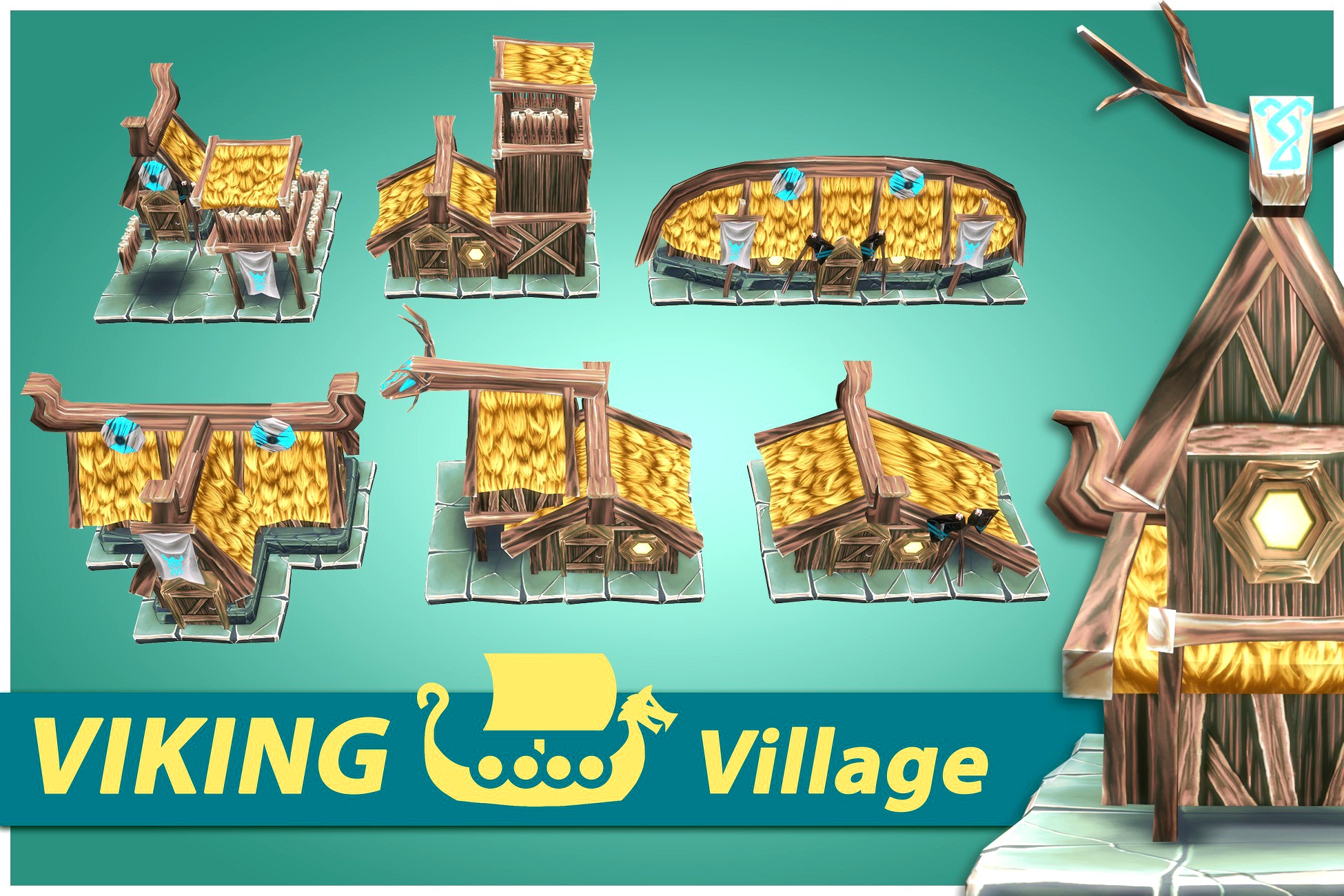 Viking RTS Fantasy Buildings 3d model