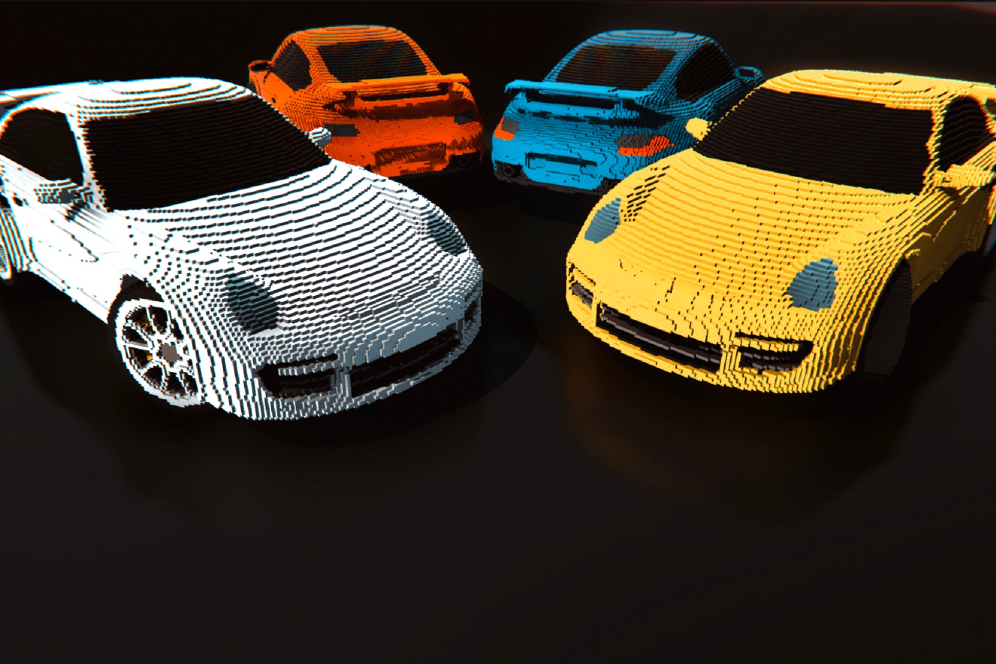 3D Voxel Car Porsche 911 GT2 High Details model