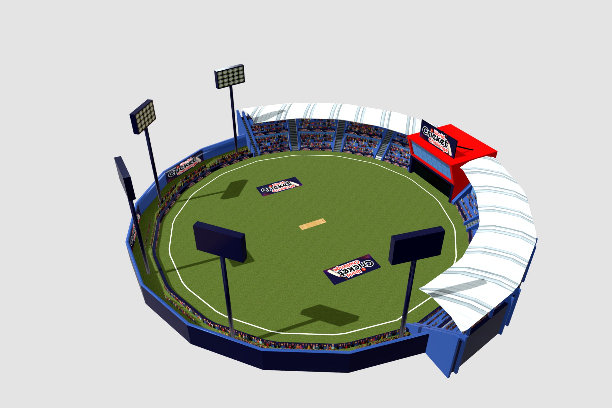 Low-poly Cricket Stadium 3d model