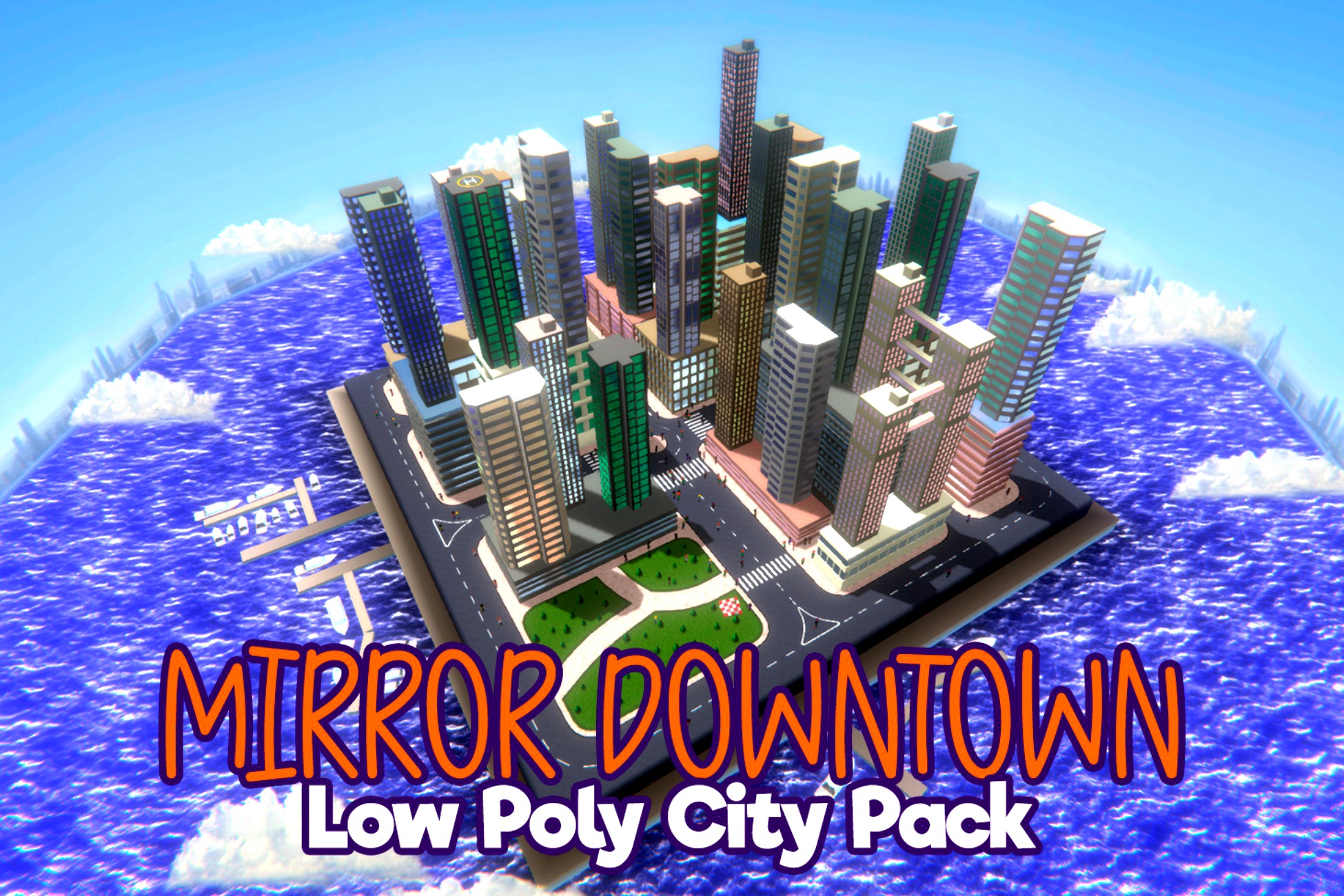 MIRROR DOWNTOWN | Low Poly City Pack 3d model