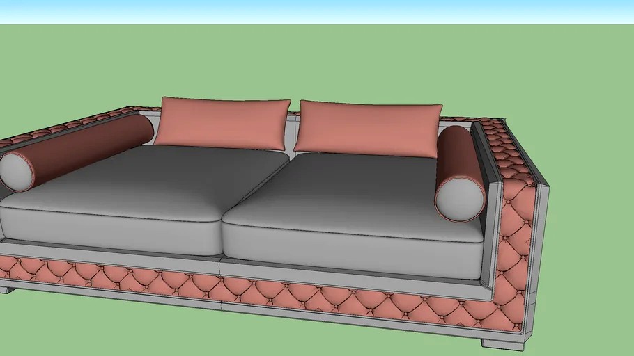 sofa lounge lobby capitoneado low poly 3d model