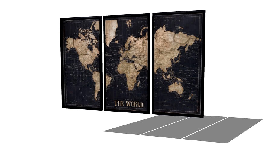 WORLD MAP 3 FRAMES 3d model