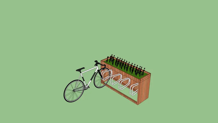 fietsrek met tulpen 3d model