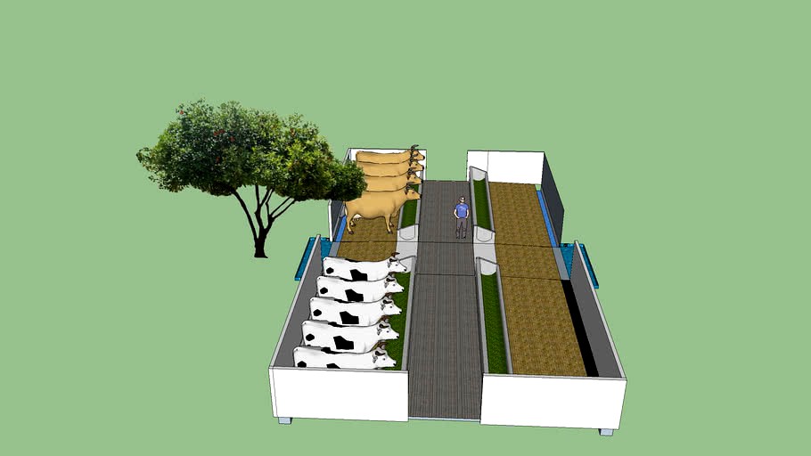 Cattle Shed for 18 animals 3d model