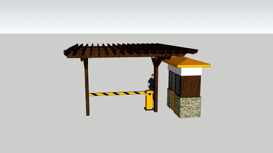 Security Booth with Gate 3d model
