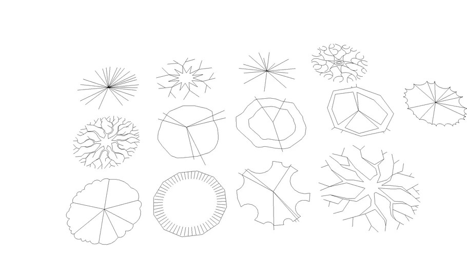 2D trees - Top view 3d model