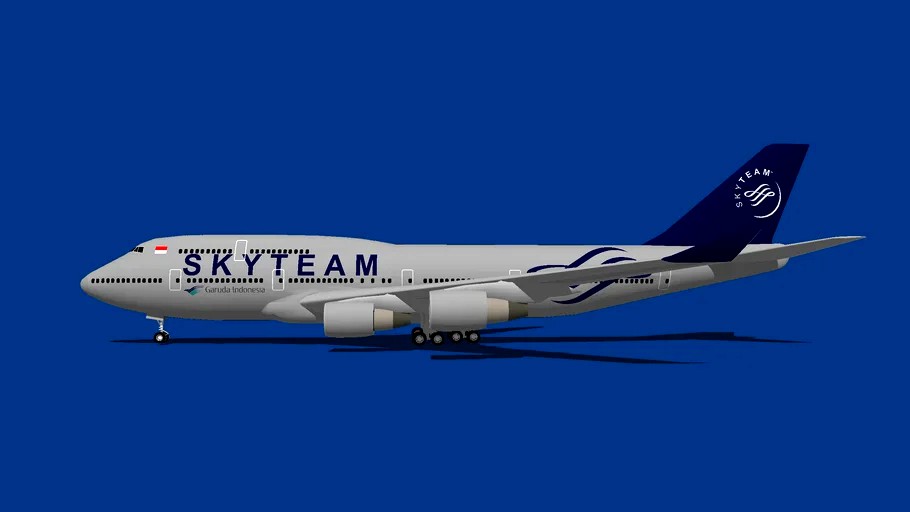 Garuda Indonesia Boeing 747-400 Skyteam 3d model