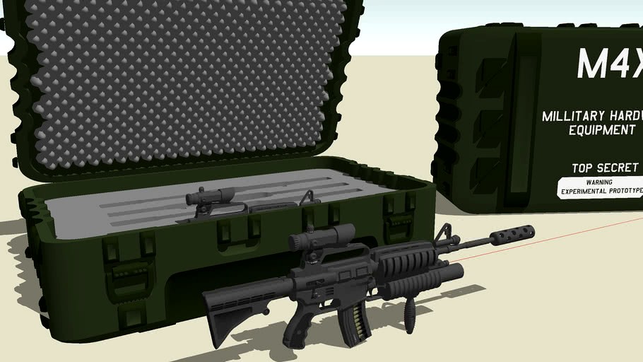 M4 gun+case 3d model