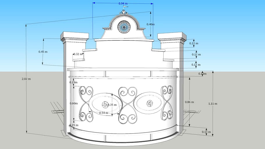CURVED COMPOUND WALL 3d model