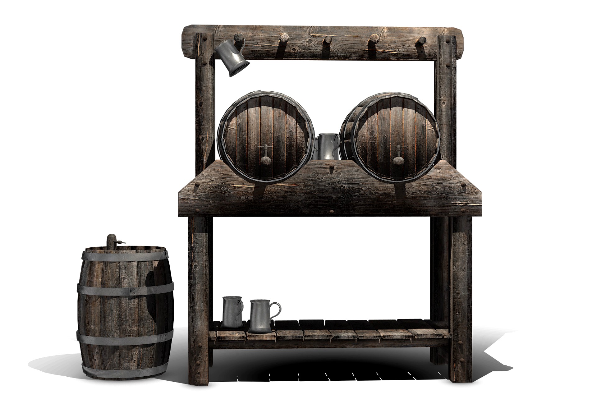 Medieval beer barrels 3d model