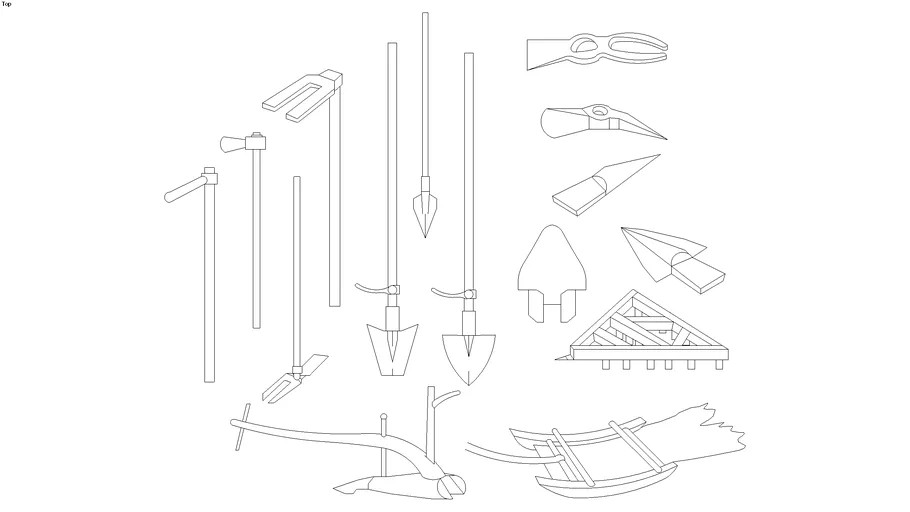 Ancient greek farm tools 3d model
