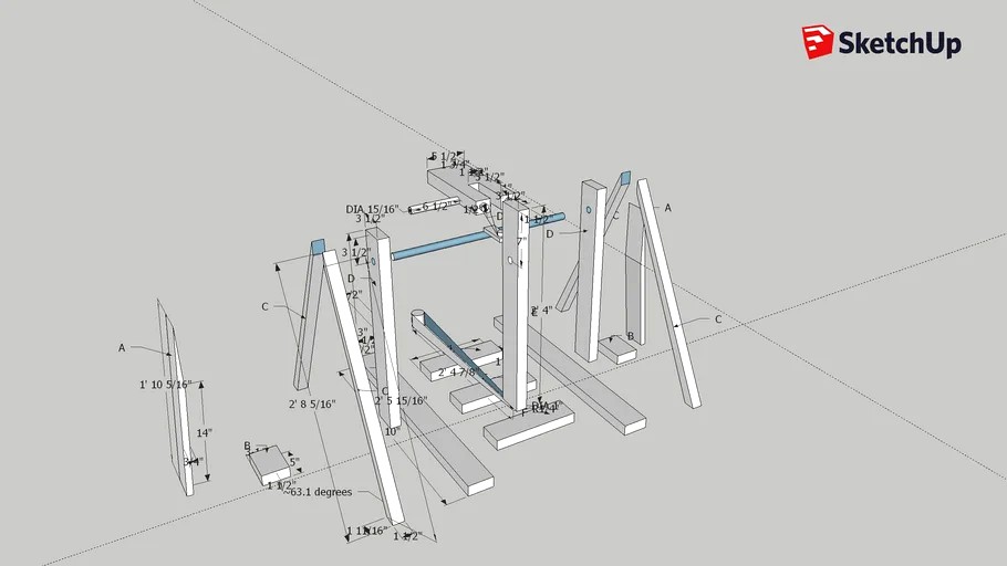 Sketchup Drawing Exploded 3d model