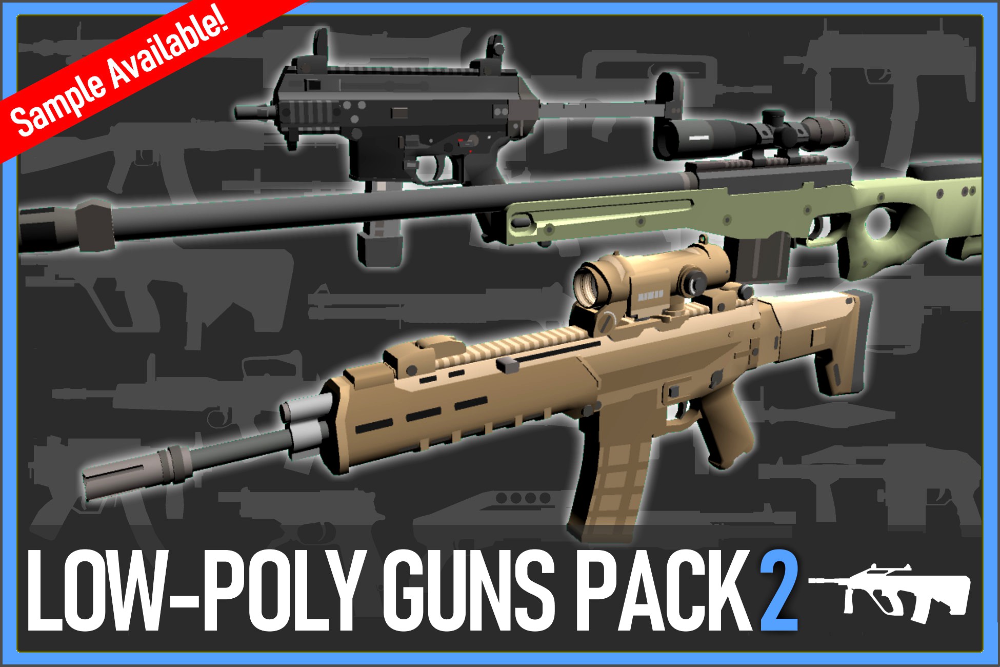 LOW-POLY GUNS PACK vol.2 3d model