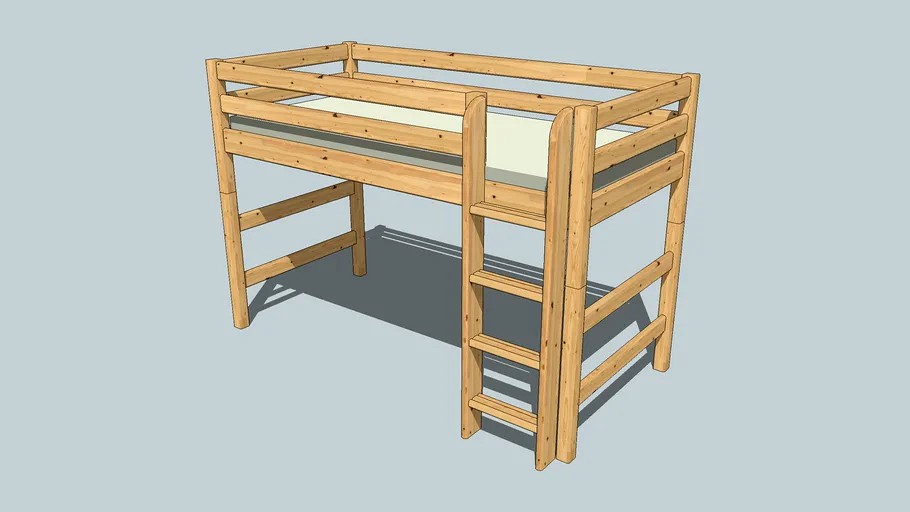 Flexa Hochbett mittelhoch, Stockbett 3d model