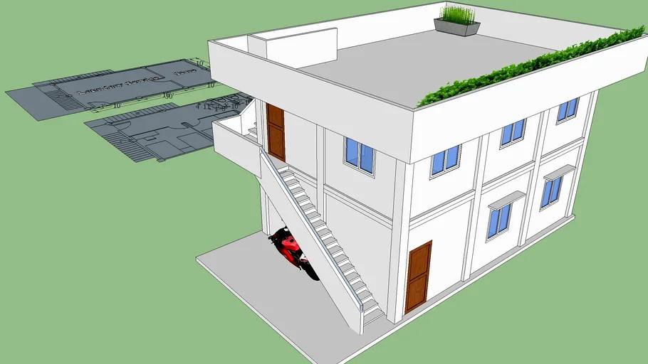 Two Story Staff House 3d model