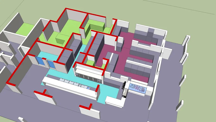 Layout farm to table shop restaurant 3d model