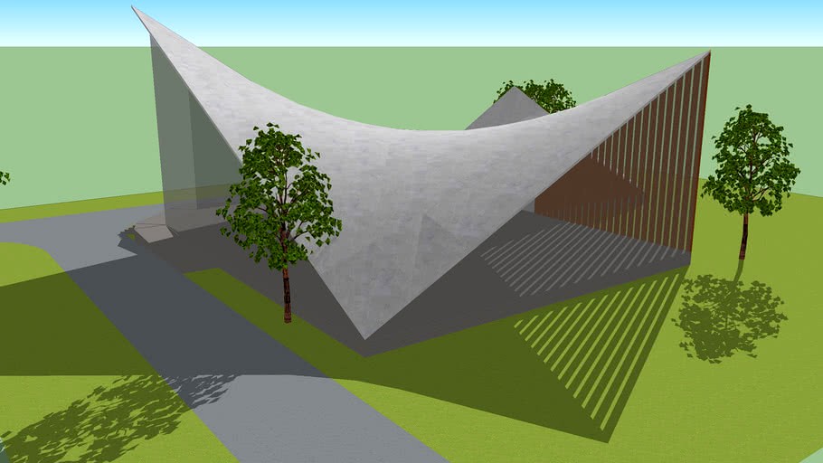 COMMUNITY CENTER DESIGN USING HYPERBOLIC PARABOLA 3d model