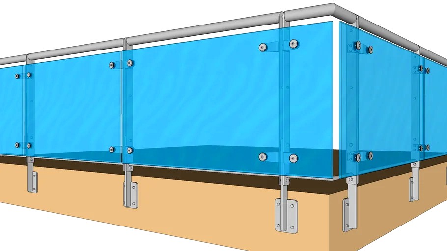 Steel Studio USA Commercial Glass Railing System Face Mount 3d model