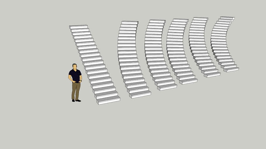 Curved Stairs 3 meters tall 3d model