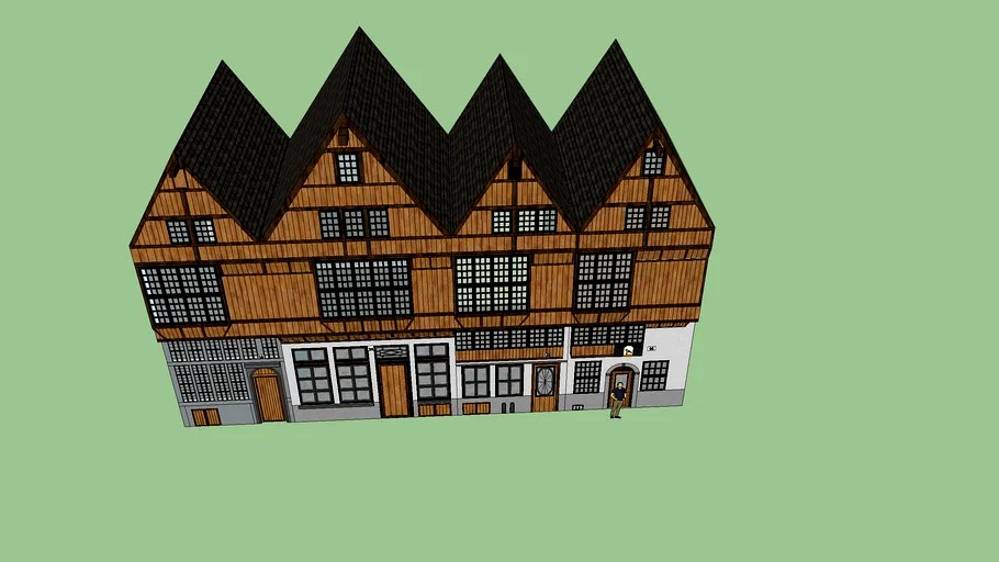 Houten Huizen in Antwerpen (1845) 3d model