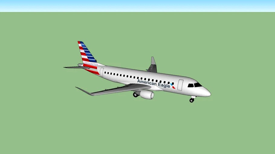 American Embraer 175 with Improved winglets 3d model