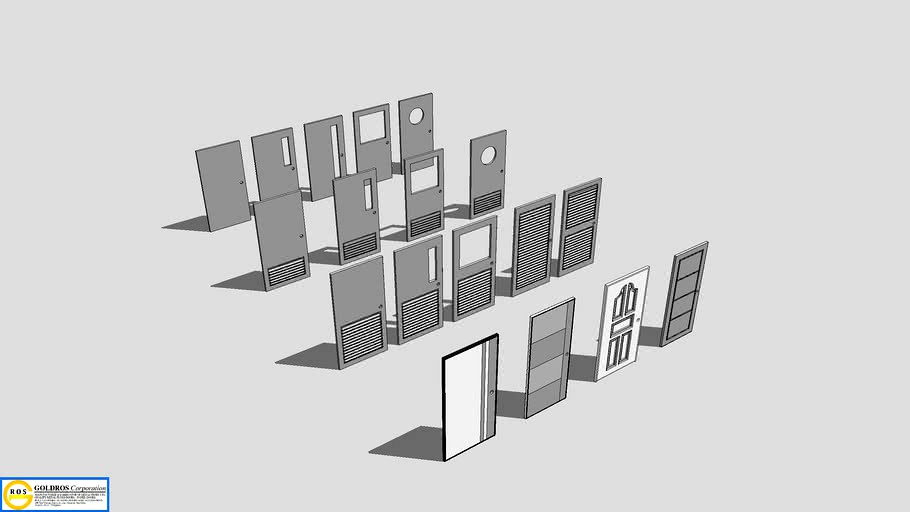 Metal door, panels, louvers 3d model