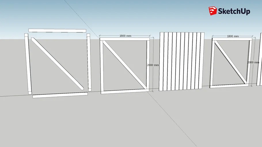 1800 W x 2000 H Gate frame with half lap joints 3d model