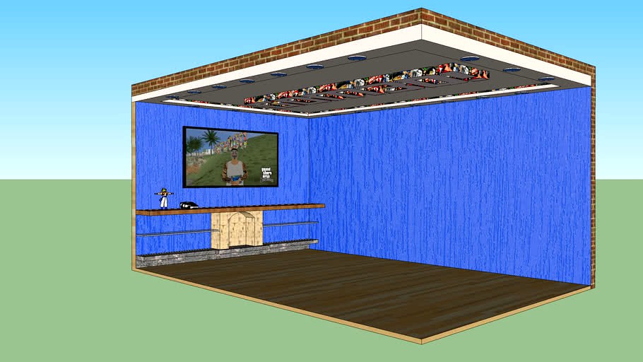 Sala com Lareira & Sanca GDM3D! model