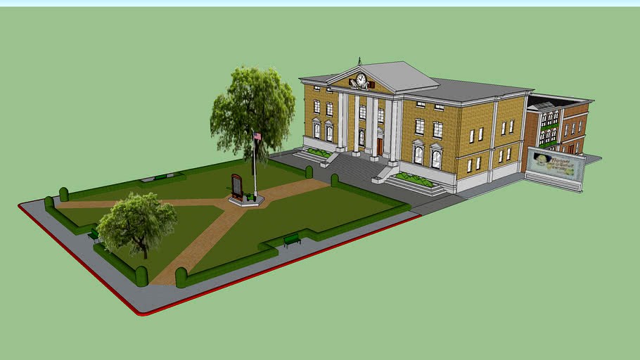 Hill Valley - Courthouse and War memorial 3d model