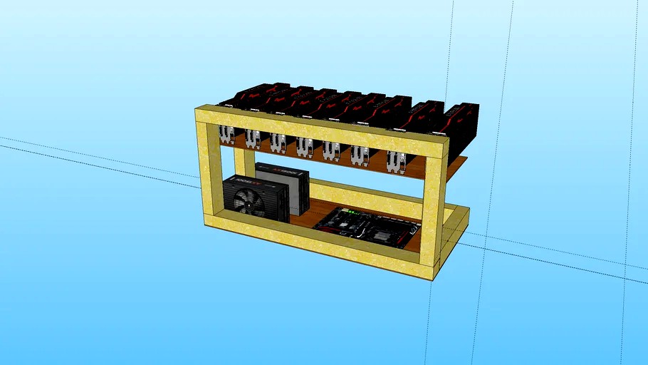 8 GPU Mining Rig with hardware 3d model