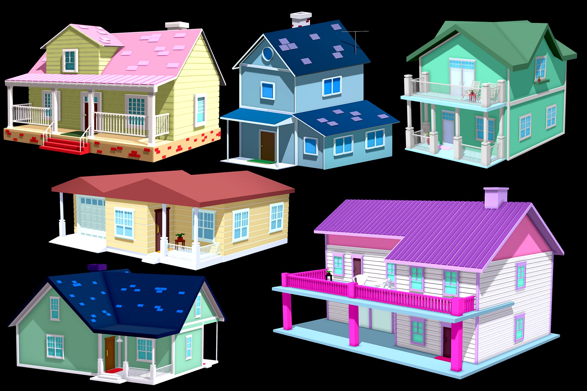 Toon House Pack 3d model