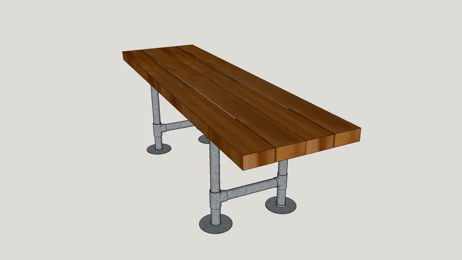 Timber & Pipe Bench Seat 3d model