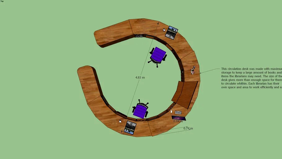 RWA library - circulation desk 3d model