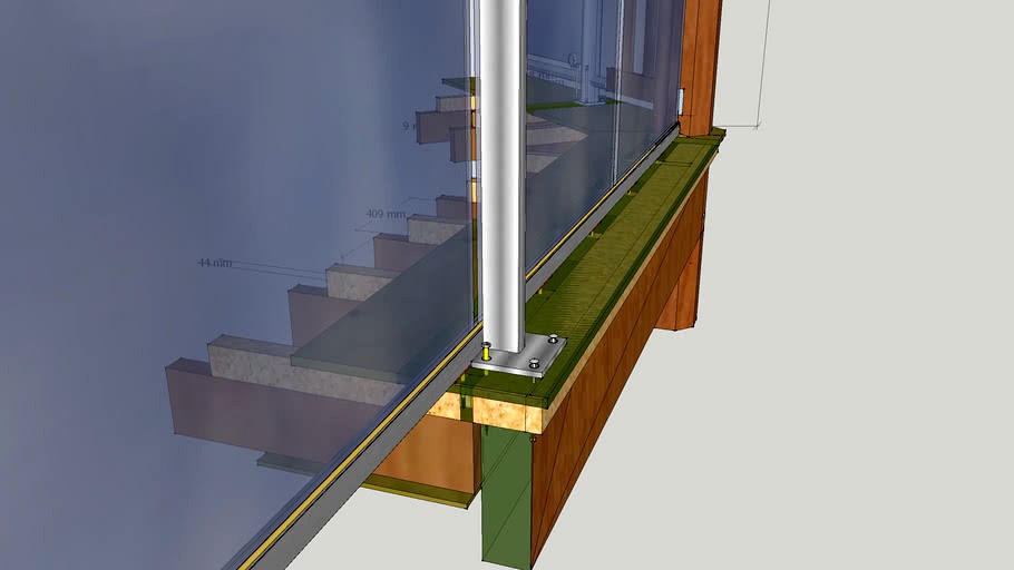 Ranch House balcony cross section 3d model