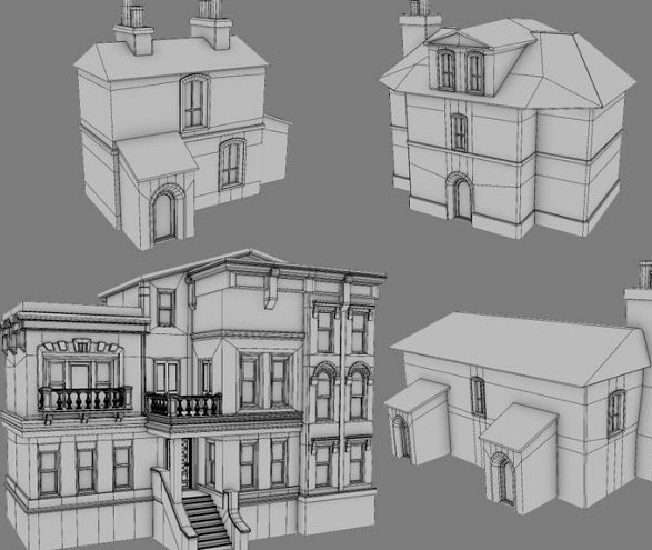 Old style house collection 3D Model