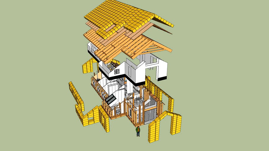 Strohuis, straw house: nieuw Cyprian: open model 3d
