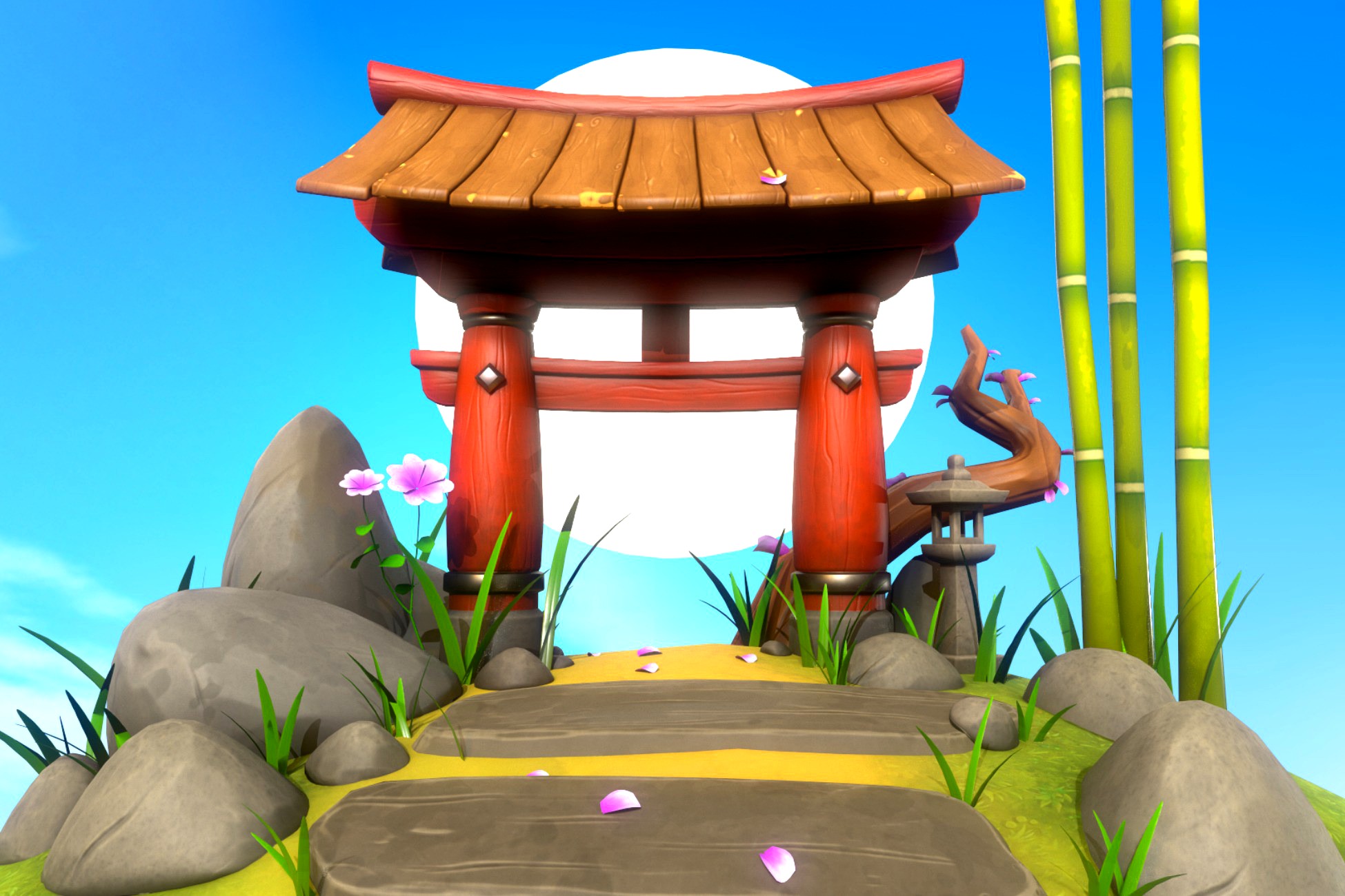 Stylized Japanese Tori 3d model
