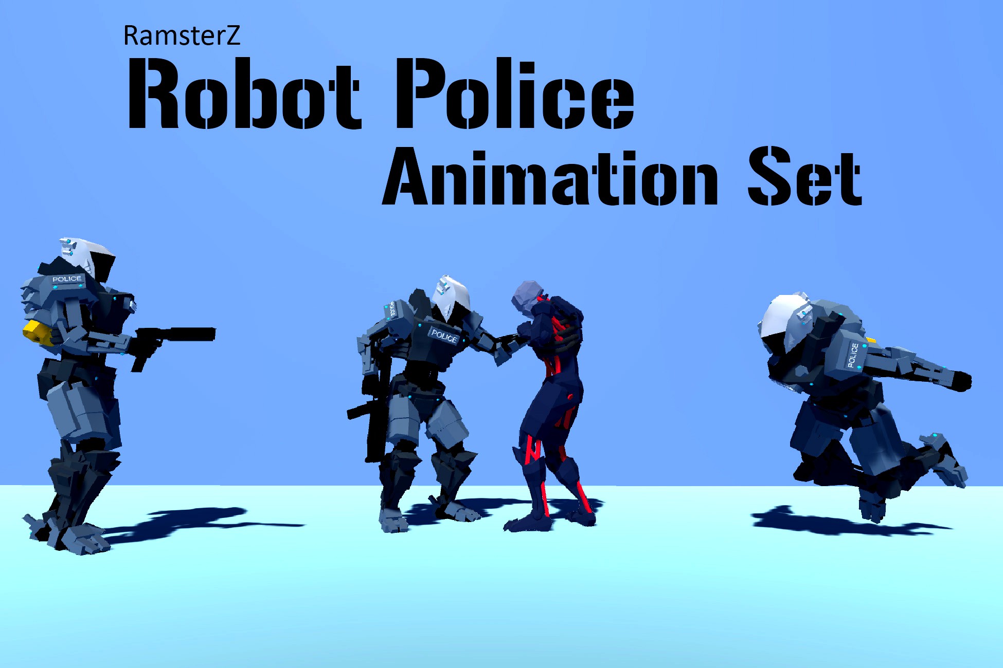 Robot Police Animation Set 3d model