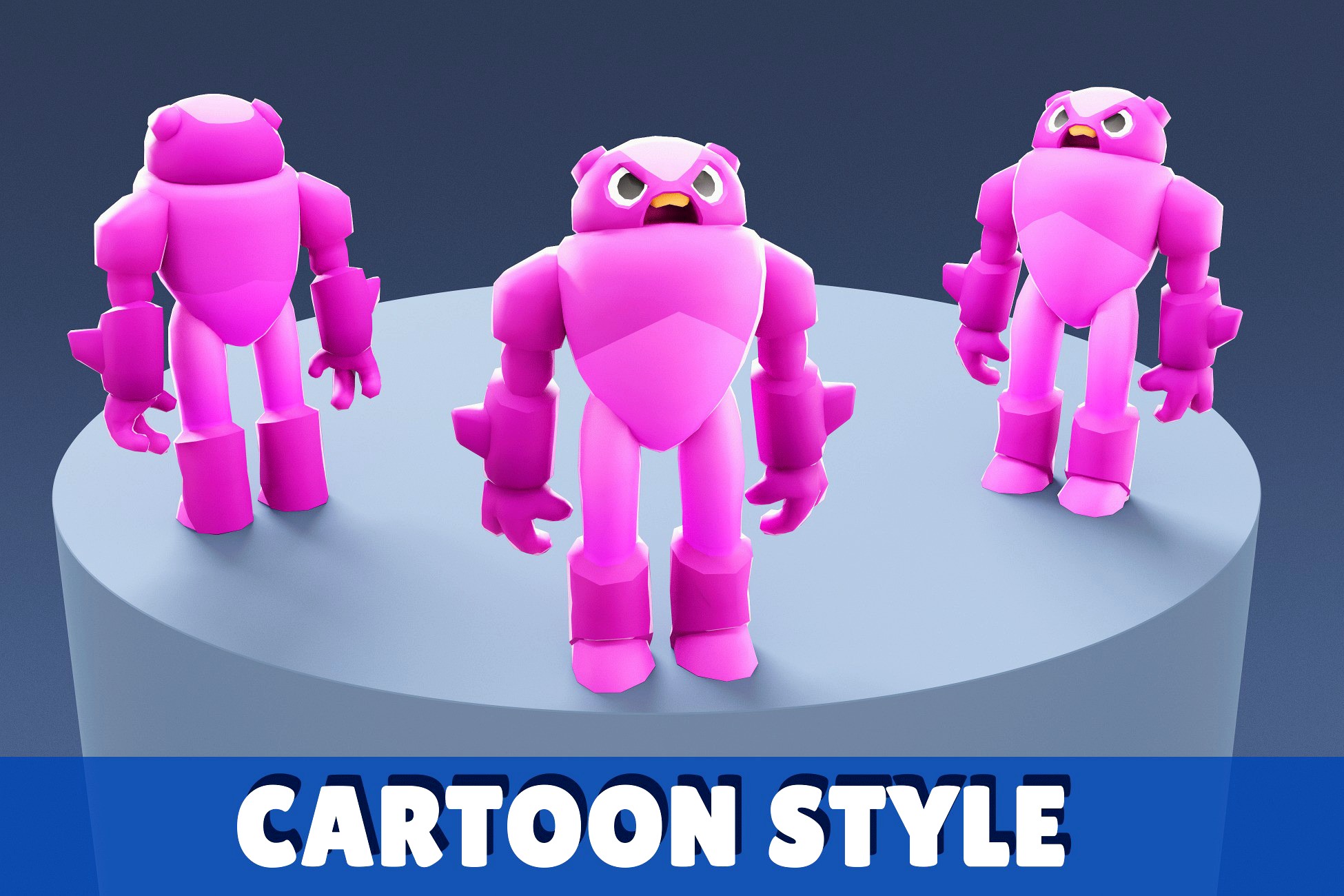 Cartoon Characters - Medium Angrypink Warrior 3d model