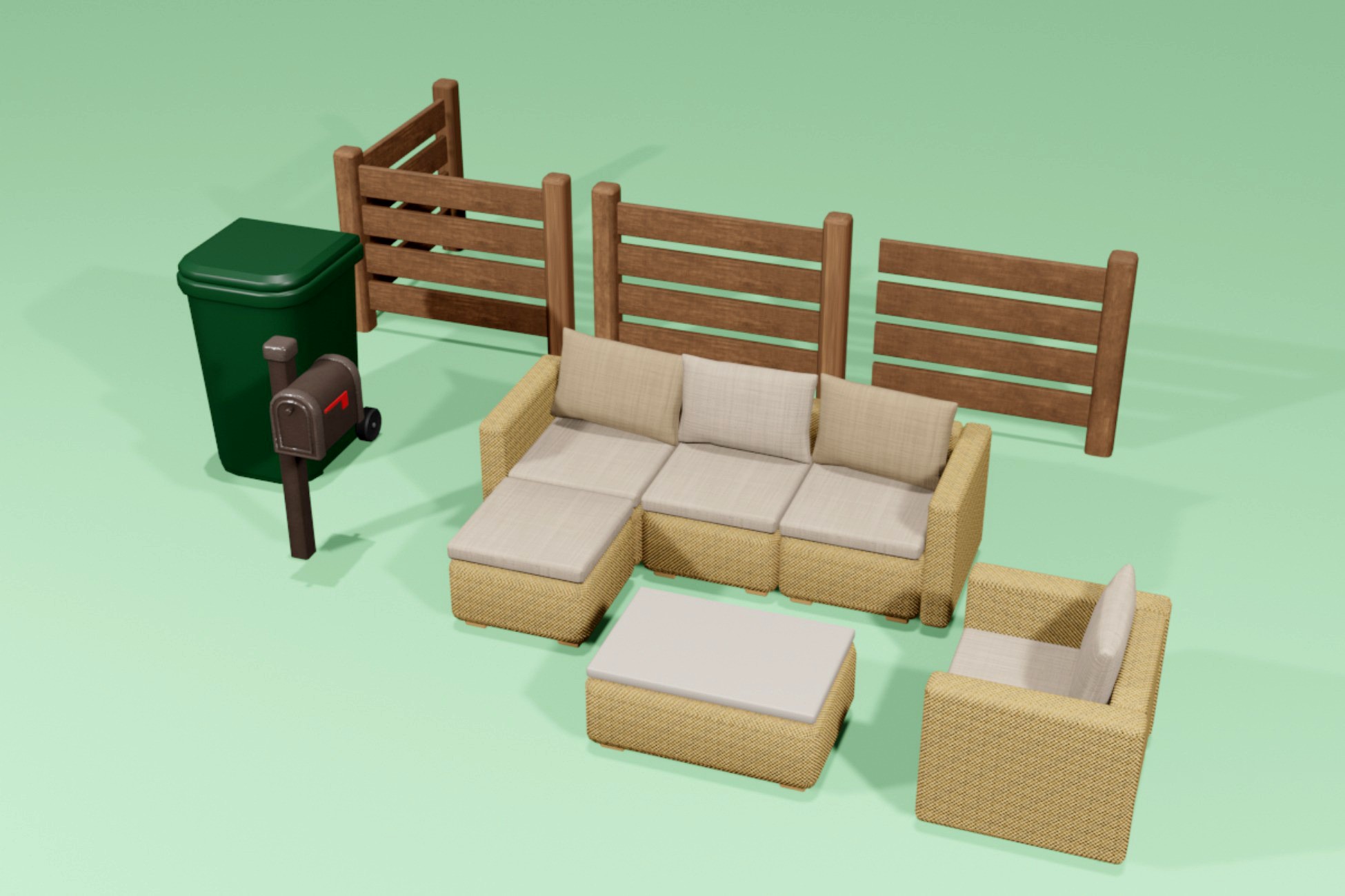 Cute Garden Set 3d model