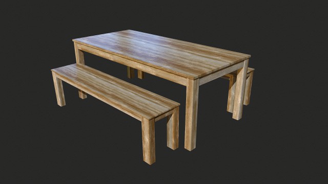 Wooden Table Low Poly - Game Ready 3d model