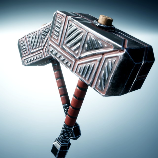 molot-game ready low poly battle hammer model 3d