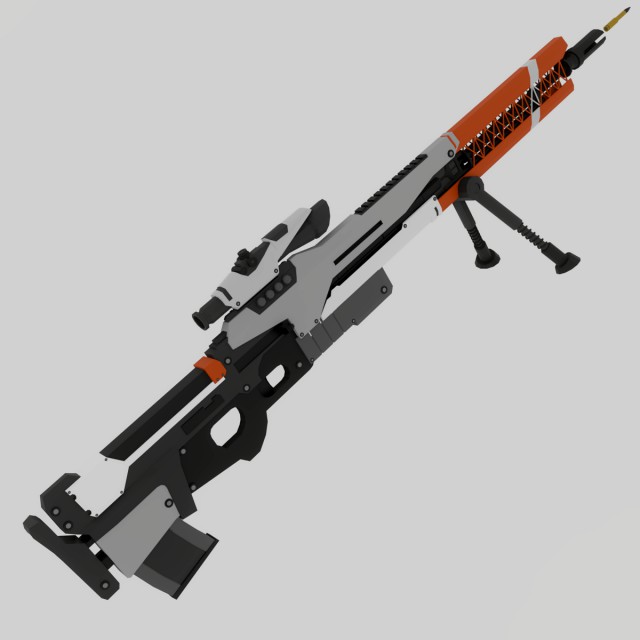 low poly sniper rifle 3d model