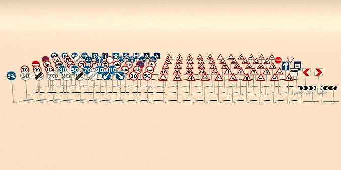 115 Traffic Signs 3d model